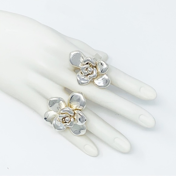 Jewelry | Rare Oversized Sterling Silver Floral Ring Set | Poshmark